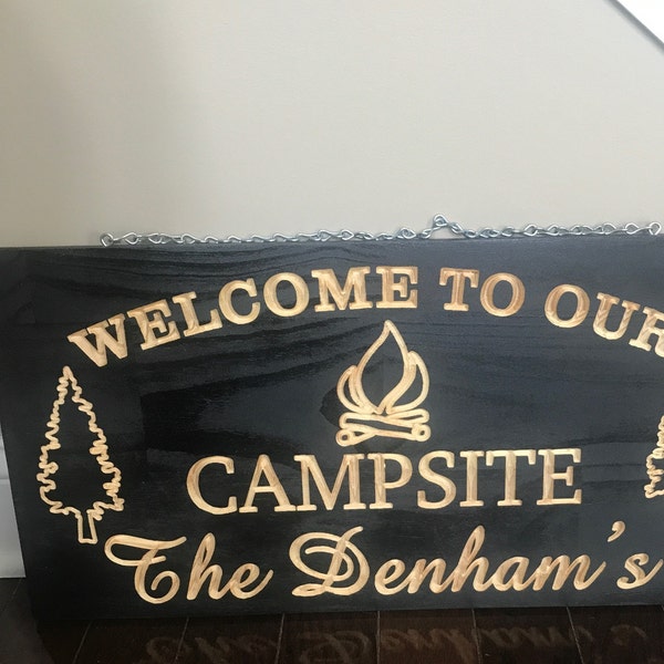 Carved Camping Sign - Personalized Family Camping Sign - Engraved ...