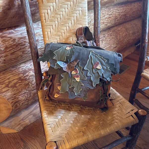 Leather Backpack Purse, Handmade Leather Bag, Leather Leaf Backpack ...