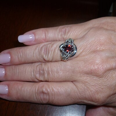 Strawberry Quartz Nature Inspired Snake Ring, Sterling Silver Snake ...