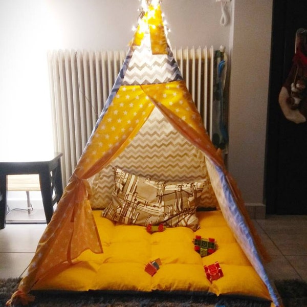 Teepee for Kids Customized From Cotton Yellow Stars Gray Chevron ...