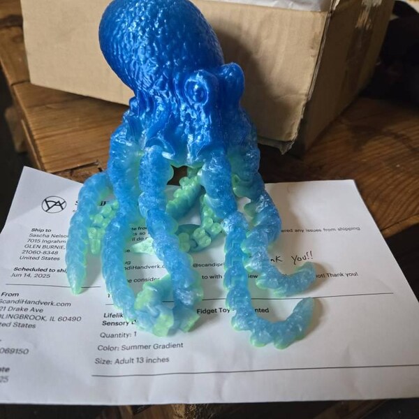 Lifelike Articulated Octopus Fidget Toy - 3D Printed Sensory Desk Toy ...
