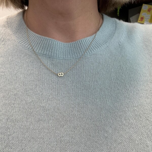 14K Solid GOLD Sideways Initial Necklace, Perfect Gift for Her ...