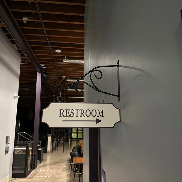 Bathroom Street Sign Double Sided Restroom Sign With Arrow Farmhouse ...