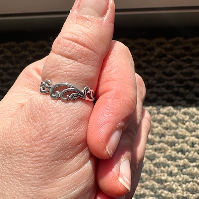Swirl Waves Ring, Unique Filigree Style Waves Ring, Solid 925 Sterling ...