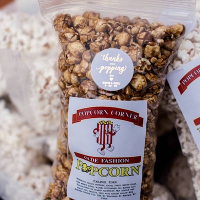 Popcorn Stickers, Thanks for Popping by Sticker, Party Favor Sticker ...