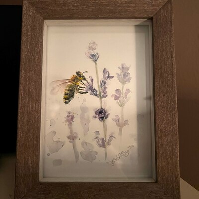 Honey Bee and Lavender Art, Watercolor Print, Art Print, Flower Art ...