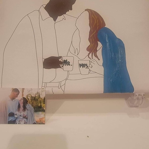 Personalized Couple Minimal Portrait DIY Painting Kit, Couples Date ...