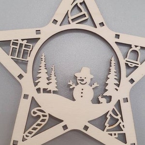 Star Shape Christmas Tree Decorations Craft Hanging Bauble Snowy Scene ...