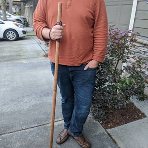 1-1/8 In. Hickory Staff 60 In. With Leather Handle and Wrist - Etsy