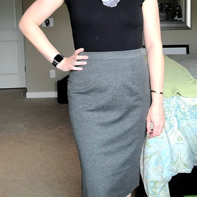 High Waist Pencil Skirt, Grey Pencil Skirt, Salt & Pepper Grey Skirt ...
