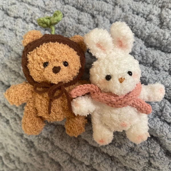 Handmade Crochet Bear and Bunny Keychains – Fuzzy Animal Bag Charms ...