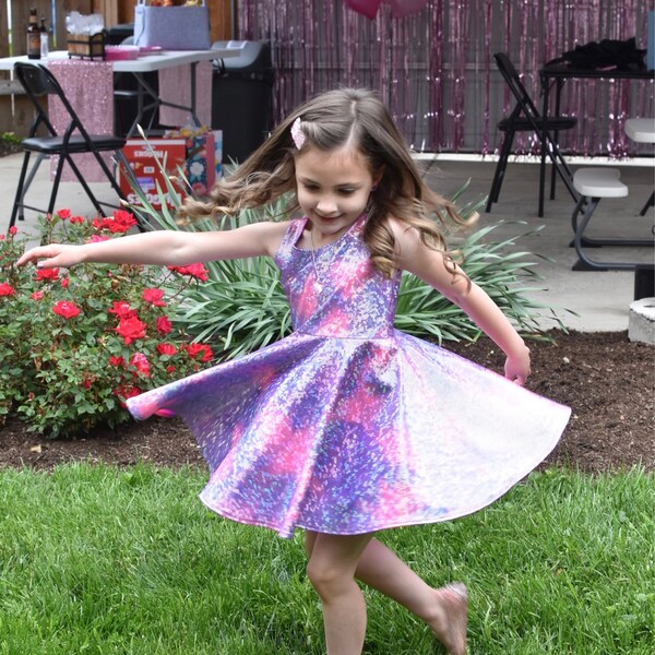 Purple and Pink Girls Dress for Play Summer Dress for Girls Tie Dye ...