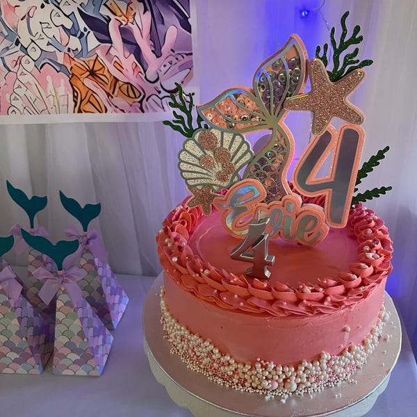 Mermaid Cake Topper, Mermaid Shaker Cake Topper, Mermaid 3d Cake Topper ...