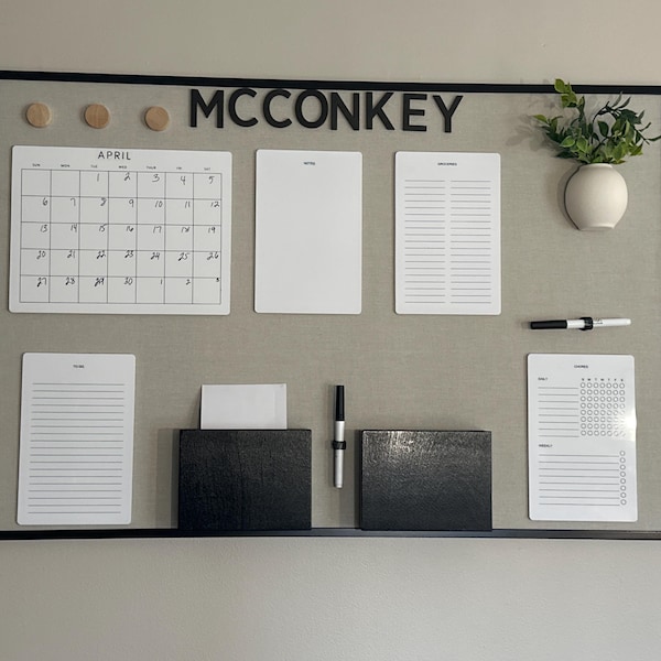 Custom Organization System With Wood Framed Magnetic Board Dry Erase ...