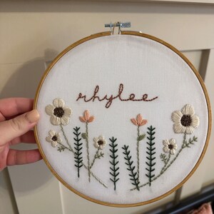 Keepsake Embroidery Custom Name Embroidery Hoop Nursery Decor Floral ...