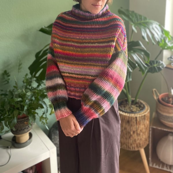 Knitting Pattern: Seamless Mock Neck Sweater, Boxy + Cropped Fit ...