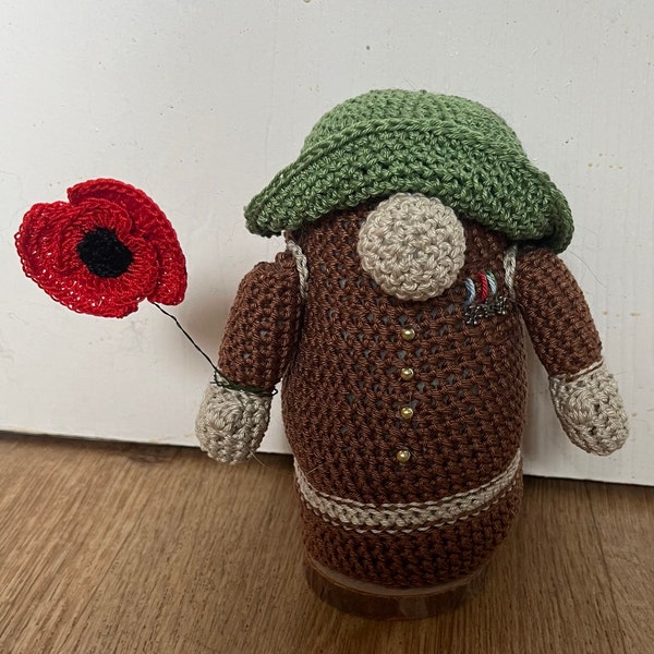 Remembrance Day Soldier With Poppy, Douglas the Gnome Crochet PATTERN ...