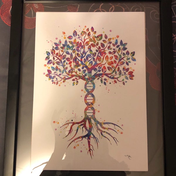 DNA Tree Watercolor Art Print Medical Symbol Wall Art Nurse Gift ...