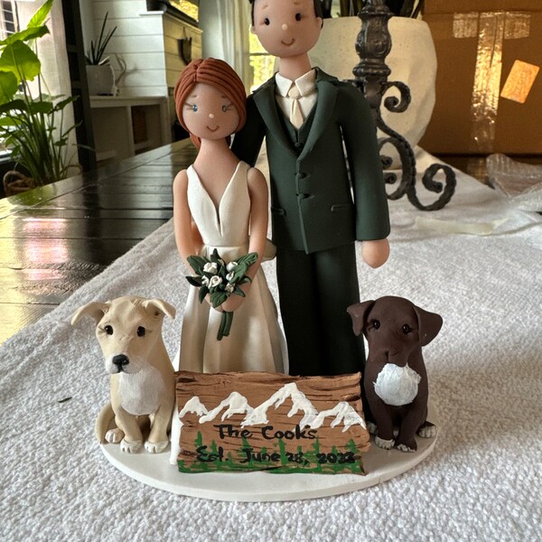 Bride & Groom With Tuba and Clarinet Personalized Wedding Cake Topper ...