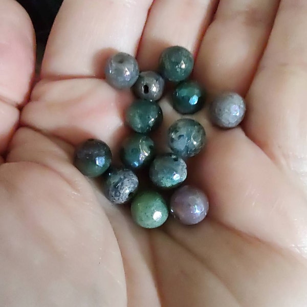 Natural Mystic Indian Agate/ Chalcedoney, Faceted Round Sizes 4mm, 6mm ...