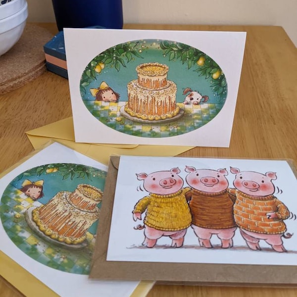 Three Little Pigs Art Print DIGITAL DOWNLOAD. A5, A4 and 10" X 8" Size ...