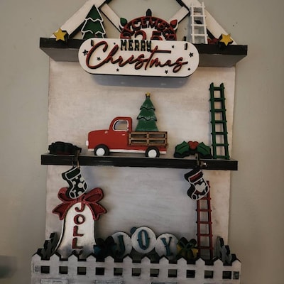 Farmhouse Tiered Tray Stand Display Shelf, 1.5 to 2.5 Depth, Laser Cut ...