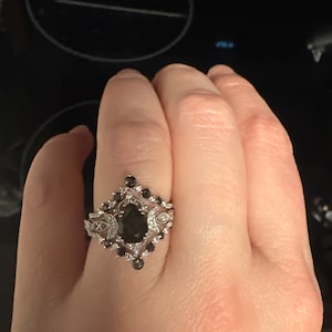 Salt and Pepper Crystal Ring 3pcs White Gold Moon Engagement Ring Black ...