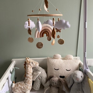 Boho Mobile Neutral Baby Mobile Rainbow Mobile Musical Bebe for Boho ...