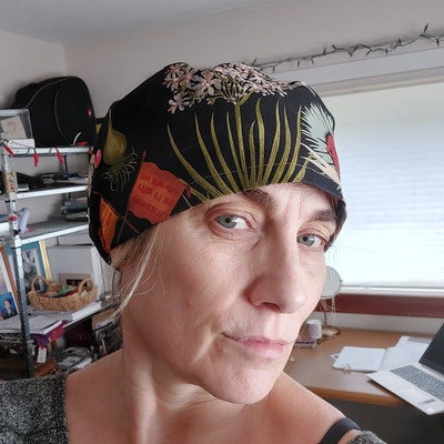 Skeleton Skull Modern Surgical Scrub Cap With Buttons, Nurse Cap ...