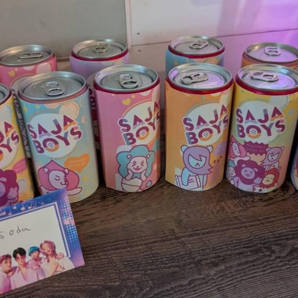 Kpop Demon Hunters Saja Boys Mini Soda Pop Can Labels Mini Size 7.5oz 3 ...