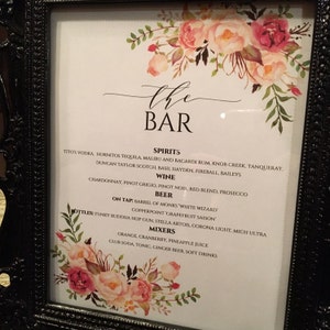 Bar Menu Sign the Bar Sign Bar Menu Printable (Instant Download) - Etsy