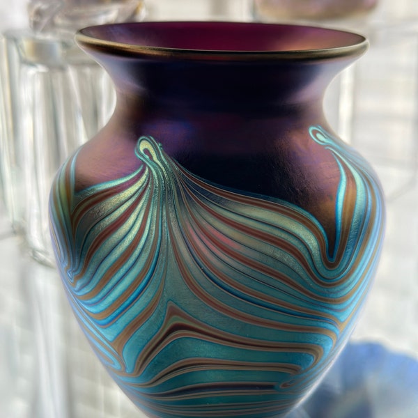 Okra Glass Vase Signed D. Barras - Etsy