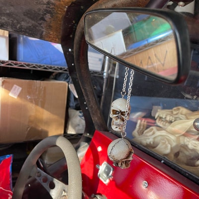 Bone Skeleton Head Rear View Mirror Skull Danglers - Etsy