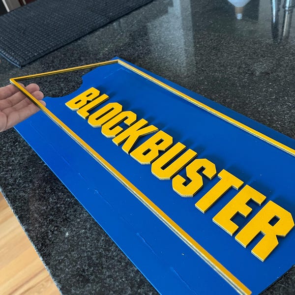 19" X 9" Blockbuster Video Wood Wall Decor Mancave Home Theater Room ...