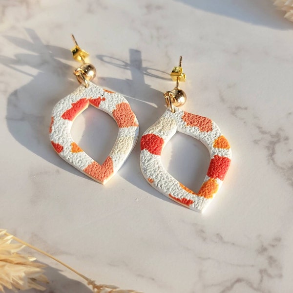 Small Ella - Shell Inspired Embossed Drop Dangle With Hole Polymer Clay ...