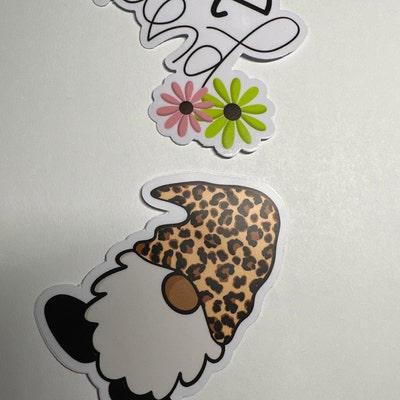 Leopard Gnome Vinyl Water Bottle Label Stickers, Teacher MacBook ...