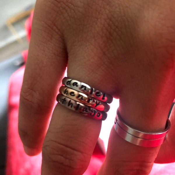 Personalized Stackable Name Ring - Stacking Rings - Dainty Name Rings ...