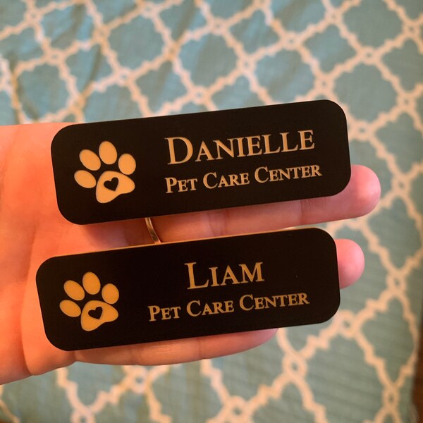 PAW PRINT Vet Tech Name Tag Veterinarian RVT Name Badge Veterinary ...