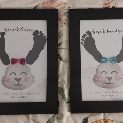 Easter Bunny Footprints Feet Craft Art / Some Bunny Loves You Hoppy ...