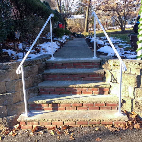 6ft Steel Flat Bar Stair Handrail With Surface Mount Posts for Wood or ...