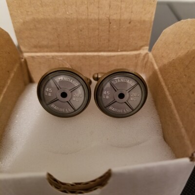 Barbell Cufflinks Fitness Cuff Links Dumbbell Cufflinks Weightlifting ...