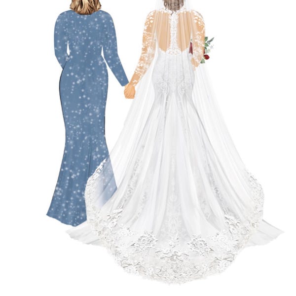 Personalized Bride and Mother Portrait Art DIGITAL Mother of Bride ...