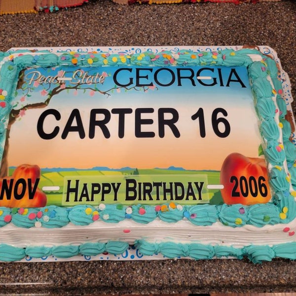 License Plate Edible Cake Topper - Etsy