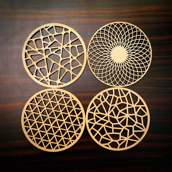 Wooden Coasters Set "mix" / Laser Cut Coasters/ Drink Coasters/ Set of ...