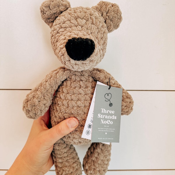 Jr. Bear the Bear Plushie Pattern - No Sew Pattern, Bear Pattern, Teddy ...
