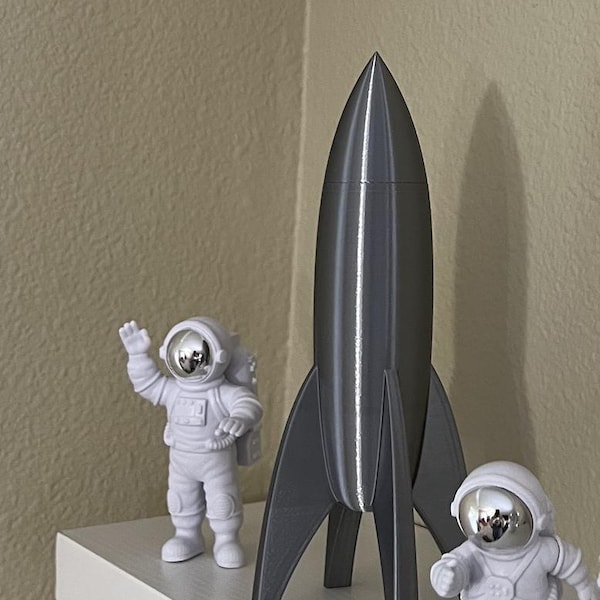 Rocket Ship Container, Retro Rocket Ship With Lid and Storage, Rocket ...