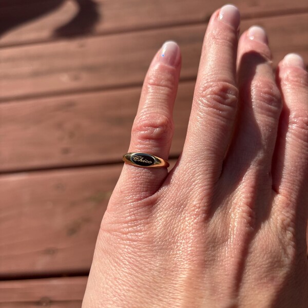 14k Solid Gold Tiny Signet Ring, Delicate Personalized Pinky Ring Women, Zodiac Monogram ...