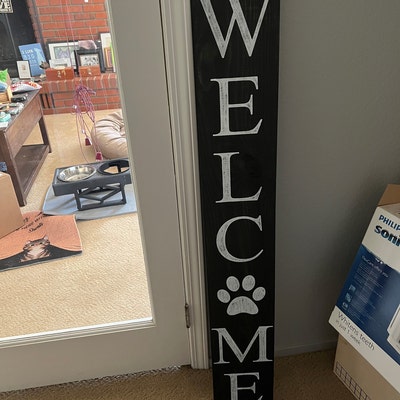 WELCOME SIGN With Pet's Paw, WELCOME Sign, Front Door Sign, Pet Sign ...