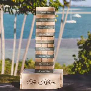 Custom Wedding Tumble Tower Blocks Wedding Guest Book Game | Etsy