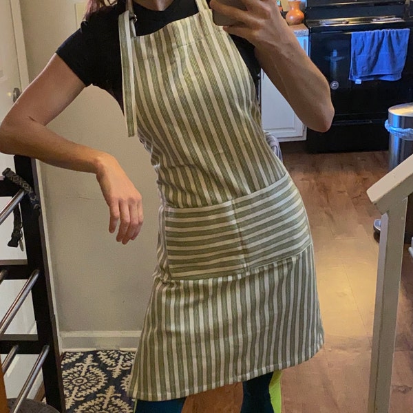 Women’s Kitchen Apron, Miami Plaid-blues, Chef’s Apron, Cooking Apron ...